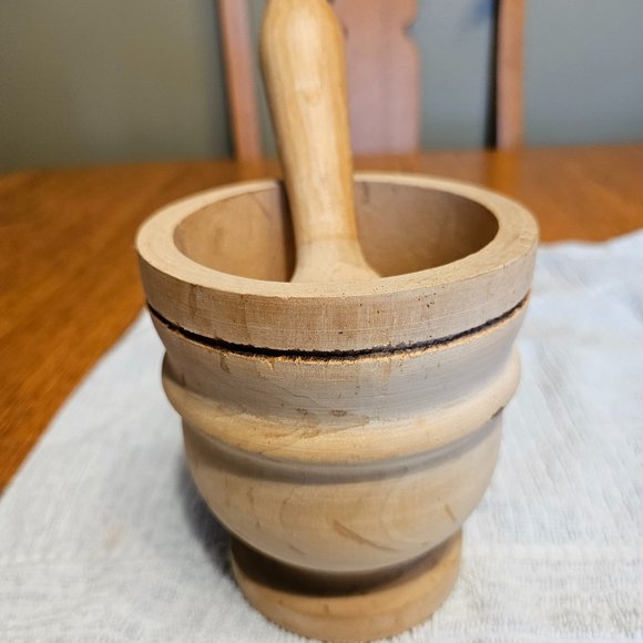 Source Unknown | Kitchen | Vintage Heavy Wooden Morter Pestle | Poshmark